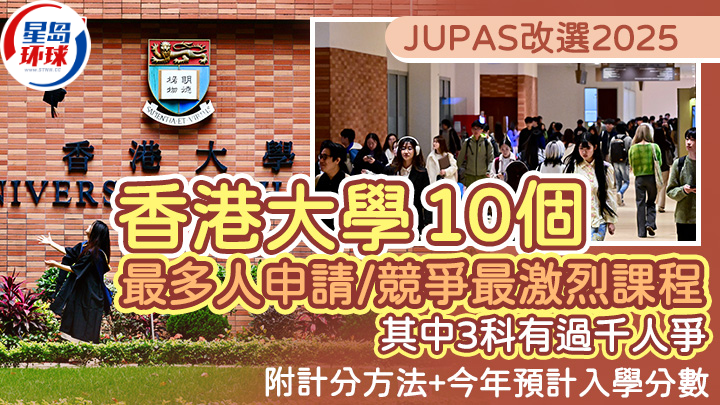 JUPAS改选︱香港大学10个最多人申请/竞争最激烈课程 | 星岛环球网